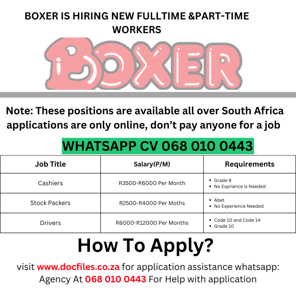BOXER JOBS-SUBMIT YOUR CV AT BOXER - DOCFILES.CO.ZA