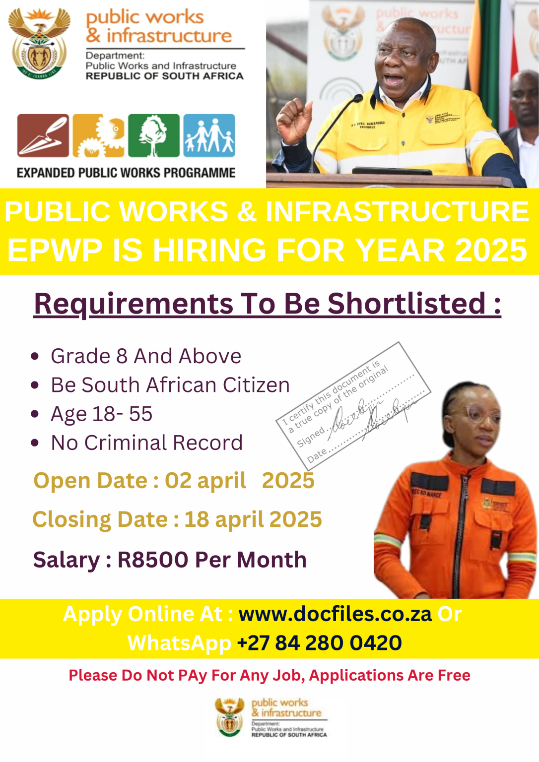 EPWP Various Vacancies (X139 Posts 2025) APPLY NOW - DOCFILES.CO.ZA