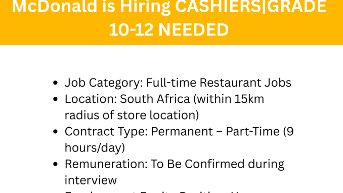 McDonald's is Hiring apply now - DOCFILES.CO.ZA