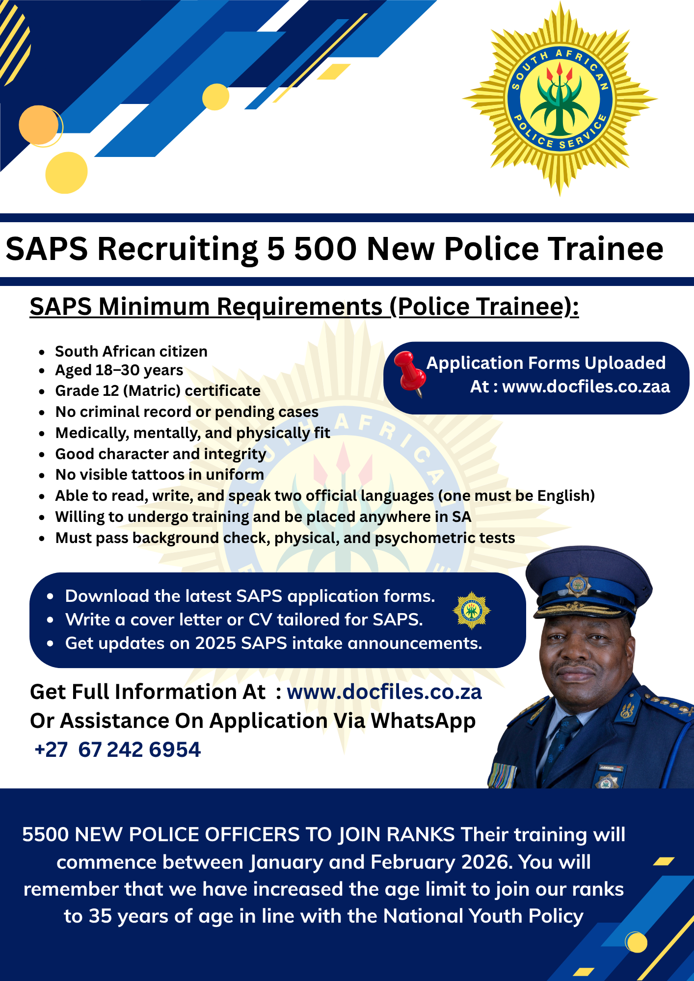 SAPS 2026 Recruitment APPLY NOW FOR THE SOUTH AFRICAN Police Service ...